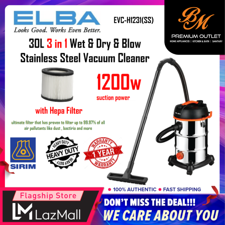Elba 30L Heavy Duty Hepa Filter 3 In 1 Wet Dry Blow Vacuum Cleaner ...