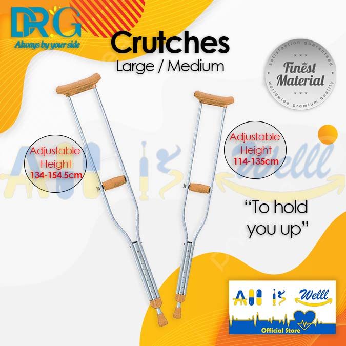 Aluminum Adjustable Crutches Ultra-Light Weight Underarm Cane Arm ...