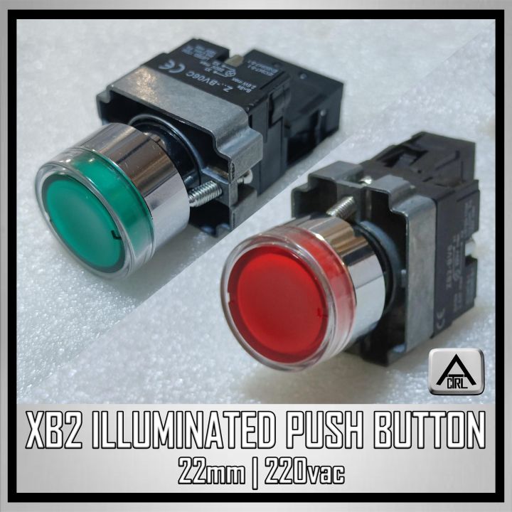 XB2 ILLUMINATED PUSH BUTTON | MOMENTARY | GREEN 220VAC XB2-BW3361 | RED ...