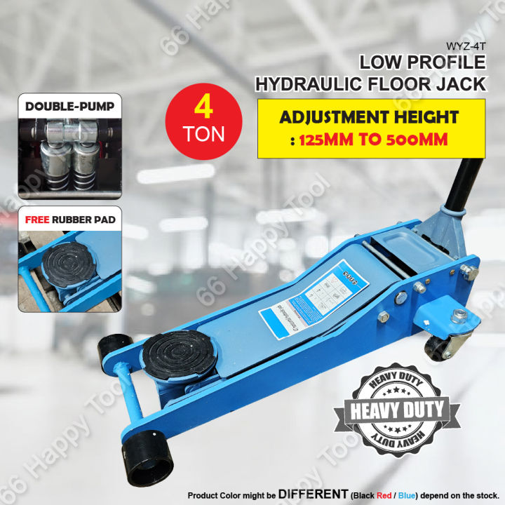 4Tons Ultra Low Profile Hydraulic Floor Jack 4 Ton Garage Service Jack 125-500mm Heavy Duty ...