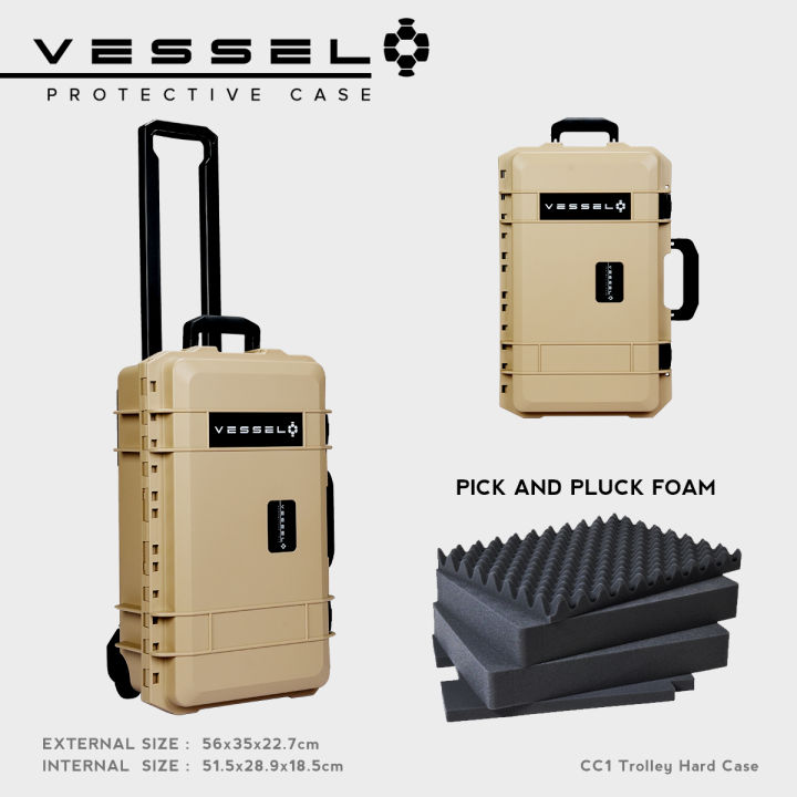 VESSEL CC1 Trolley Hard Case Camera Photography Equipment Case (Khaki ...