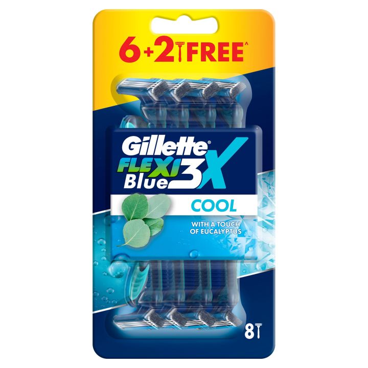 Gillette Blue3X Flexi COOL Disposable Razor, 8 pack | Lazada