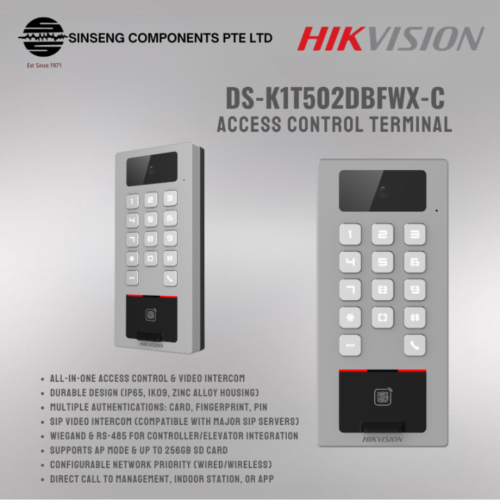 Hikvision IP65 Door Access Control Terminal + Video Intercom with Fingerprint & Card | DS ...