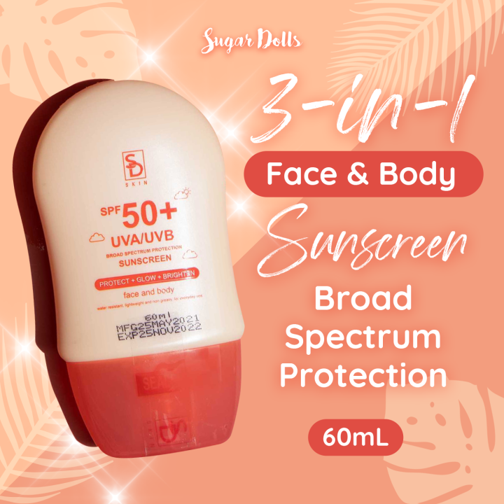 SD Skin Sugar Dolls 3 in 1 Face and Body Sunscreen Sunblock SPF50 ...