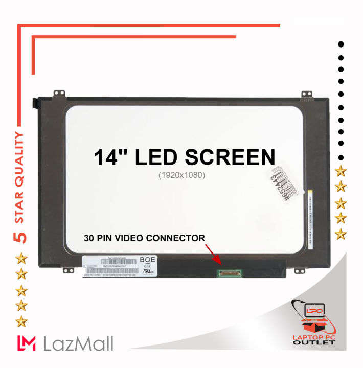 LPO Laptop LCD Screen 14" inch 30 Pins Connector Full HD 1080 x 1920 ...
