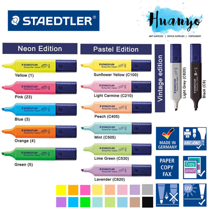 Staedtler Textsurfer Pastel, Vintage & Classic Fluorescent Neon ...