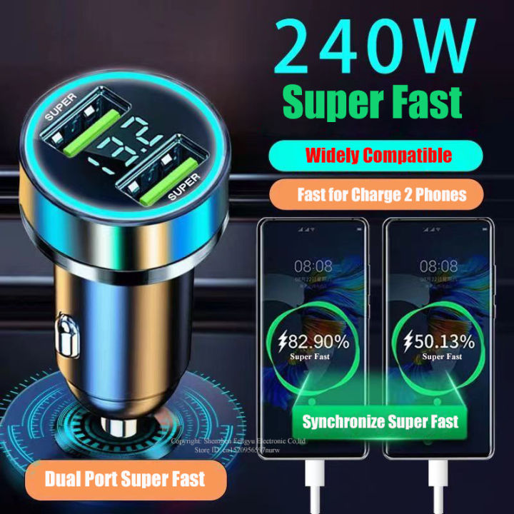 2 Port Super Fast Usb Car Charger Compatible with IPhone Oneplus Huawei ...