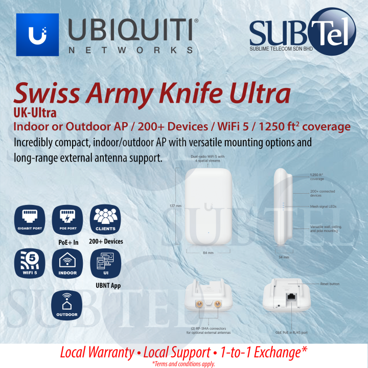 Ubiquiti UK-Ultra Ubiquiti Swiss Army Knife Ultra AP WiFi5 1250 ft² ...
