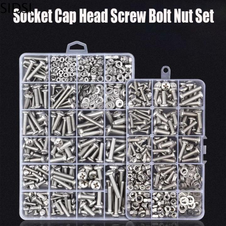 SIDSI M2 M3 M4 M5 M6 Socket Cap Head Screw Bolt Nut Set Round Head ...