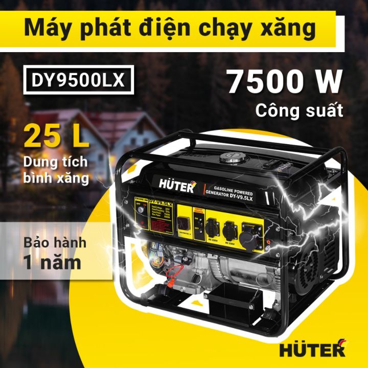 Máy phát điện chạy bằng xăng Resanta Huter DY9500LX công suất 7500W, dung tích bình xăng 25L ...