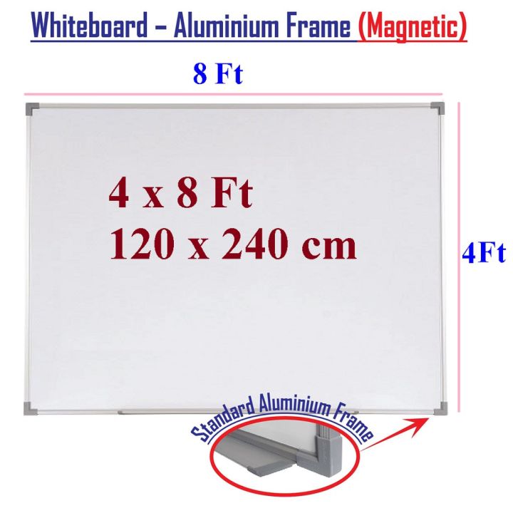 4' x 8' Aluminium Frame Magnetic White Board WHITEBOARD (4 x 8 FT) 120 ...