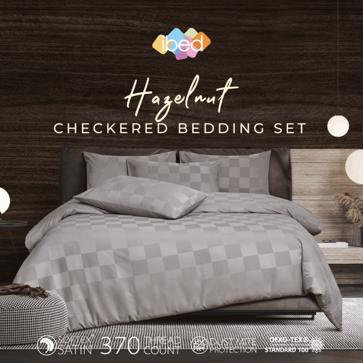 ibed ชุดผ้าปูที่นอนครบเซ็ท Softex Satin (ลายตาราง) Hazelnut 3.5 ฟุต,5 ฟุต,6 ฟุต - CHECKERED ...