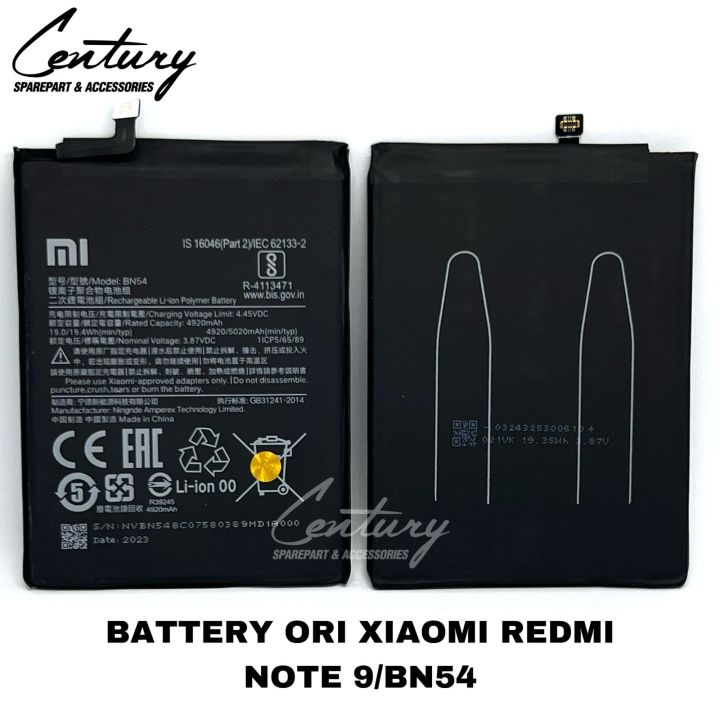 BATTERY ORI 100% XIAOMI REDMI NOTE 9/BN54 | Lazada Indonesia