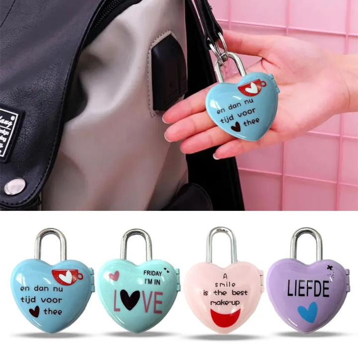 Password Padlock Love Luggage Lock Metal Combination Lock Heart-shaped ...