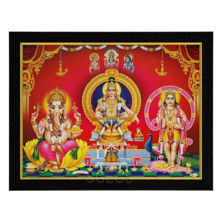 God Ganesh Ayyappan Kartikeya HD Photo Frame Lord Ganesha Ayyappa Swamy ...