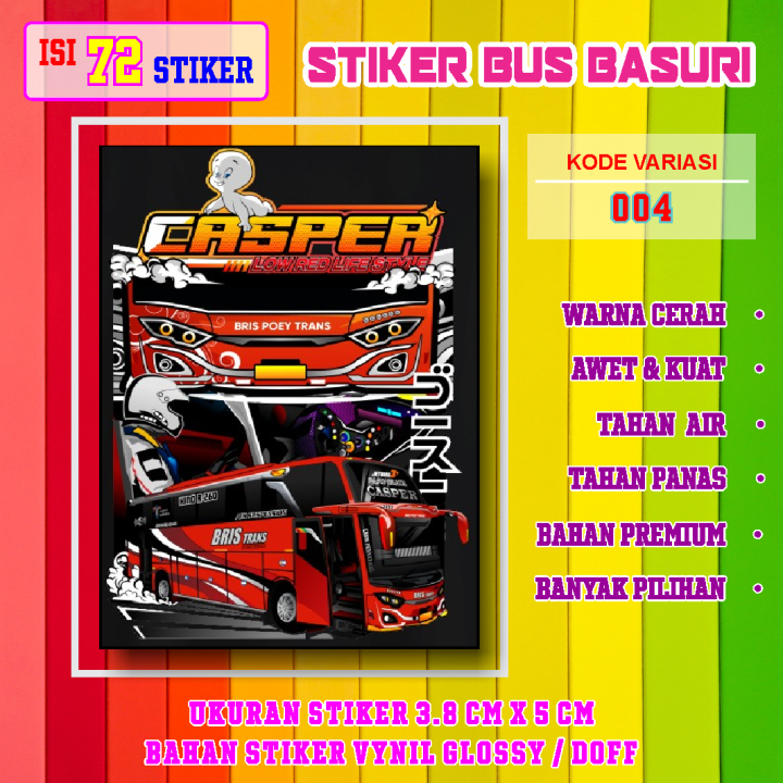 stiker bus basuri CASPER [004] isi 72 pcs warna cerah awet jelas MURAH ...