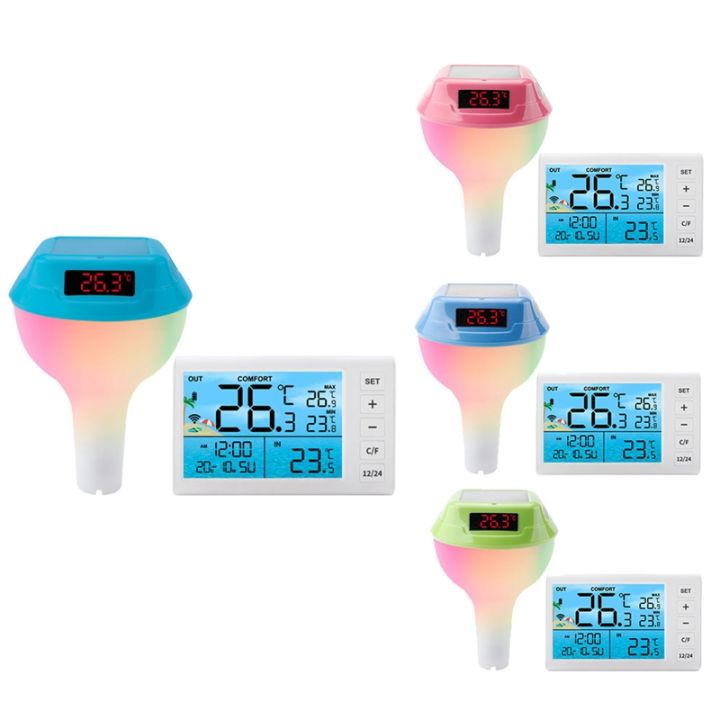 Solar Powered Pool Thermometer with RGB Atmosphere Light Intelligent ...