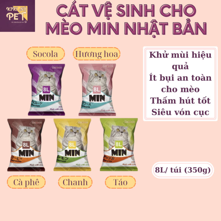 Cát vệ sinh cho mèo MIN Nhật Bản túi 8L giúp khử mùi kháng khuẩn không ...
