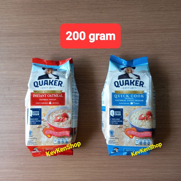 Quaker Oat Instant Merah 200 gram atau Quick Cook Biru Oatmeal Sereal ...