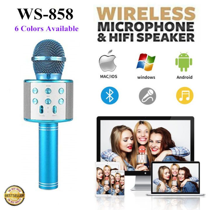 WS 858 Wireless Bluetooth Microphone WS-858 KTV Karaoke Handheld Mic HIFI Speaker WS858 | Lazada PH