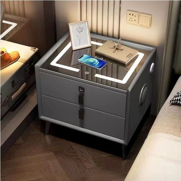 [Ready Stock] Smart Bedside Table 智能床头柜 [Wireless Charging+Fingerprint ...