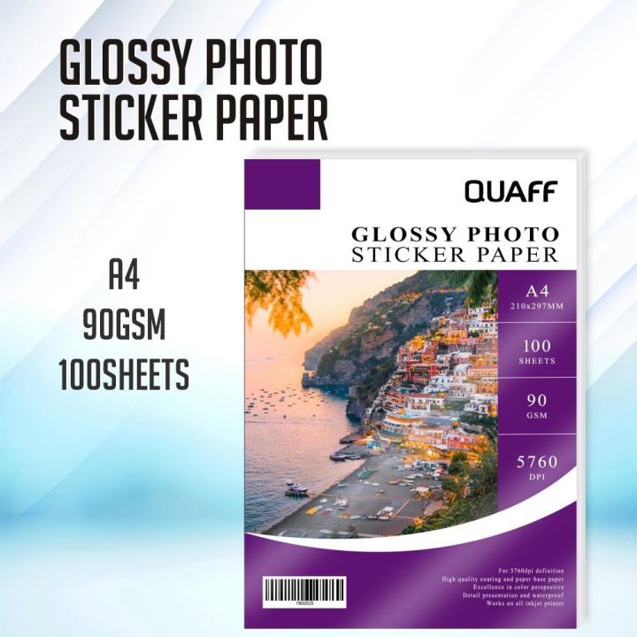 (100pcs pck) QUAFF A4size Photo Sticker Paper 90gsm - 135gsm | Lazada ...