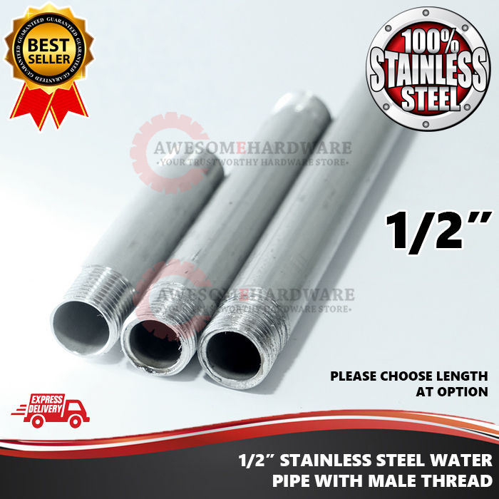 1/2" MM STAINLESS STEEL PIPE ROD EXTENSION BATANG PAIP AIR FOR WATER ...