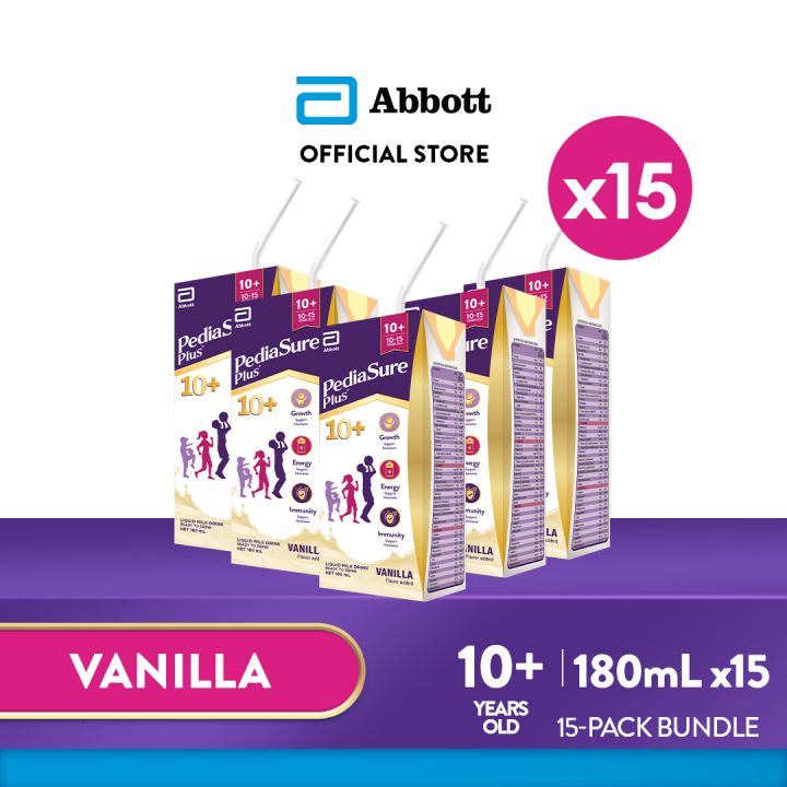 Pediasure Plus 10+ Vanilla 180ml Bundle of 15 for Adolescents 10-15 ...