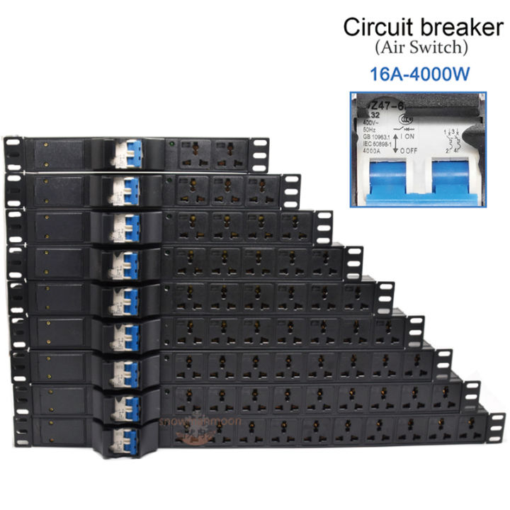 Metal Rack Power Strip Power Distribution Unit , 2-10 Universal Outlets, 16A Air Switch 4000W ...