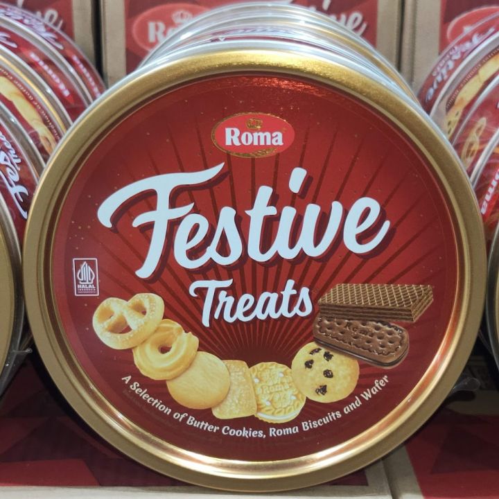 ROMA Festive Treat Kaleng 240gram Biskuit wafer aneka rasa Proma ...