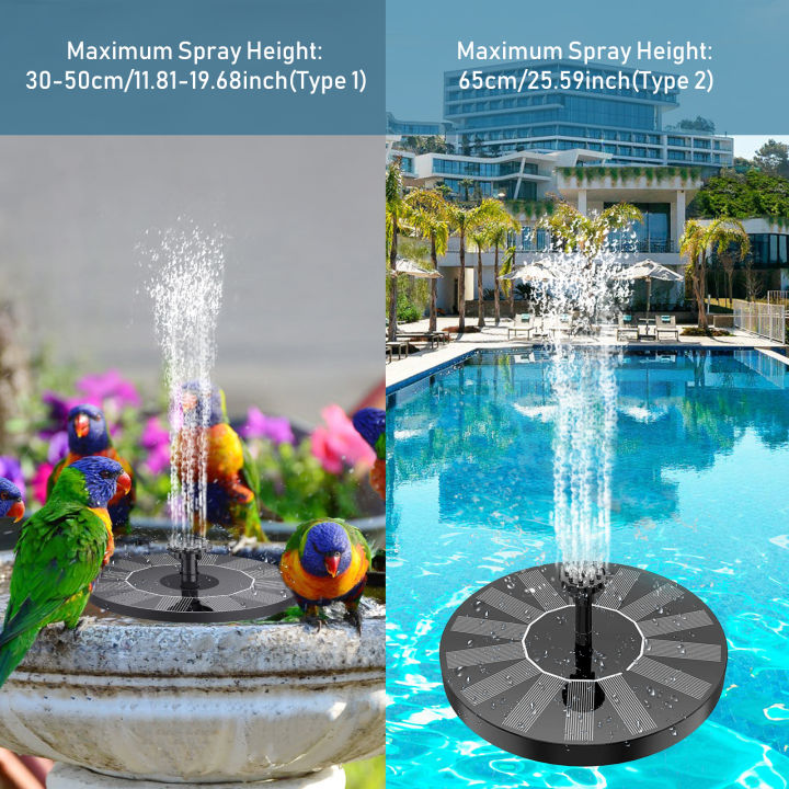 1W/1.4W Solar Fountain Pump with 6 Nozzles Free Standing Water Pump ...