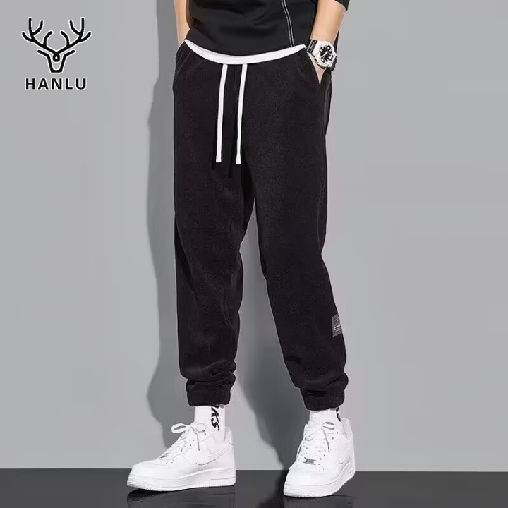 Hanlu กางเกงกางเกงขายาวลำลองยาวถึงข้อเท้ามีเชือกหูรูดทรงหลวมแฟชั่นฤดู ...