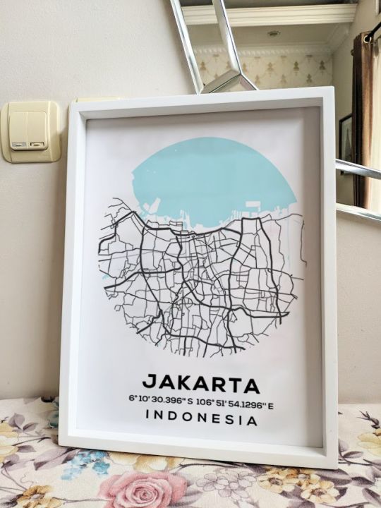 Hiasan dinding wooden poster lukisan pajangan map peta indonesia ...