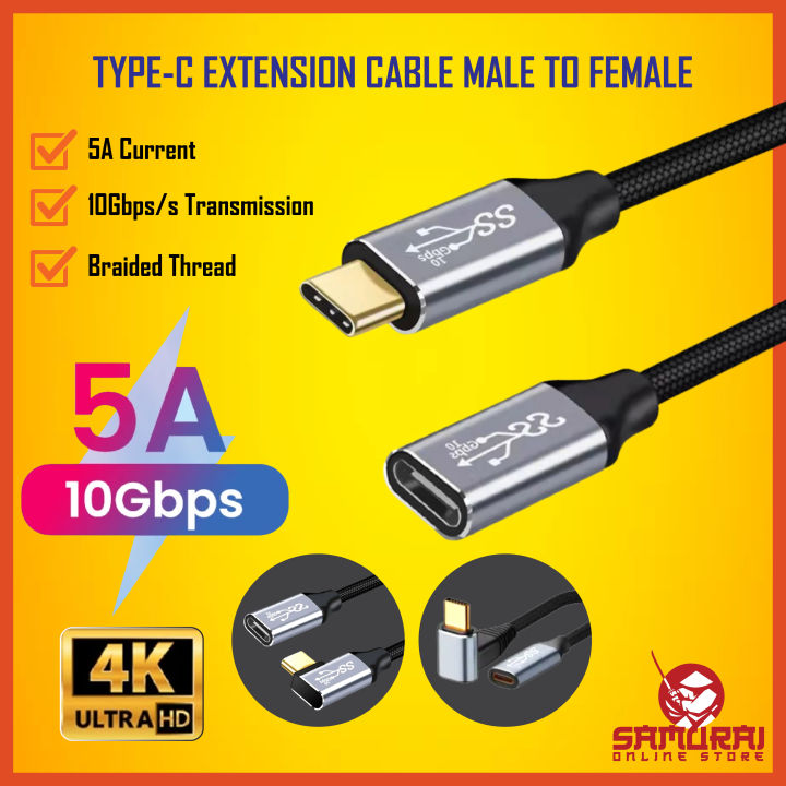 USB-C 100W Type C Extension Cable USB 3.1 Male to Female Extending Wire ...