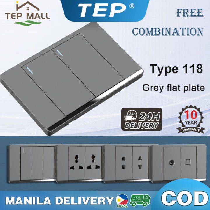 TEP Wall Switch Light Frosted Gray 118 Type Switch Socket Top PC ...