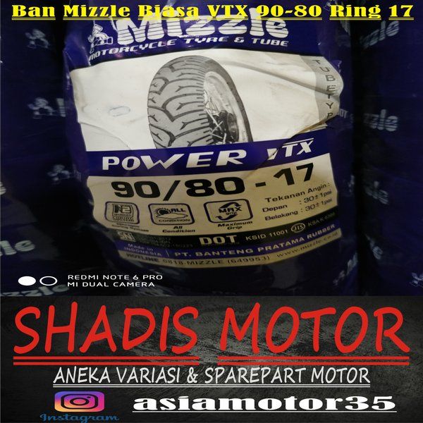 Ban Motor Merk Mizzle Biasa Tipe Power VTX Ukuran 90/80 Ring 17 Ban ...