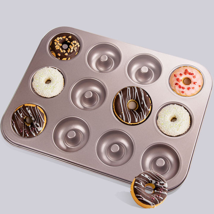 6/12 Holes Donut Pan Doughnut Baking Mold Gold Carbon Steel Nonstick 6 ...