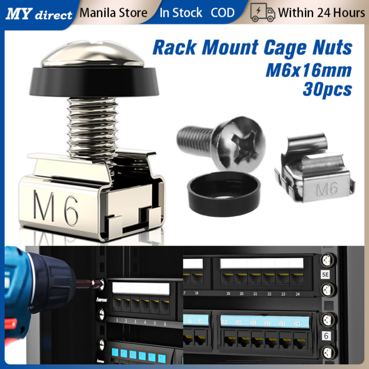 30pcs M6 x 16mm Rack Mount Cage Nuts M6 Screwnuts For Server Cabinet ...