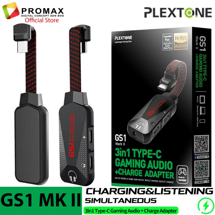 PLEXTONE 3 in 1 GS1 II Type-C to 3.5mm AUX Audio Jack 27W Fast Charging 24Bit/96KHz Hi-Res Audio ...