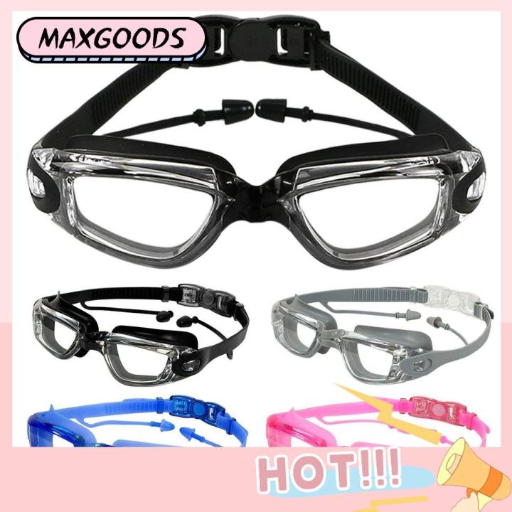 MAXG Waterproof Anti-fog Adult Swimming Big Frame with Earplugs Diving ...