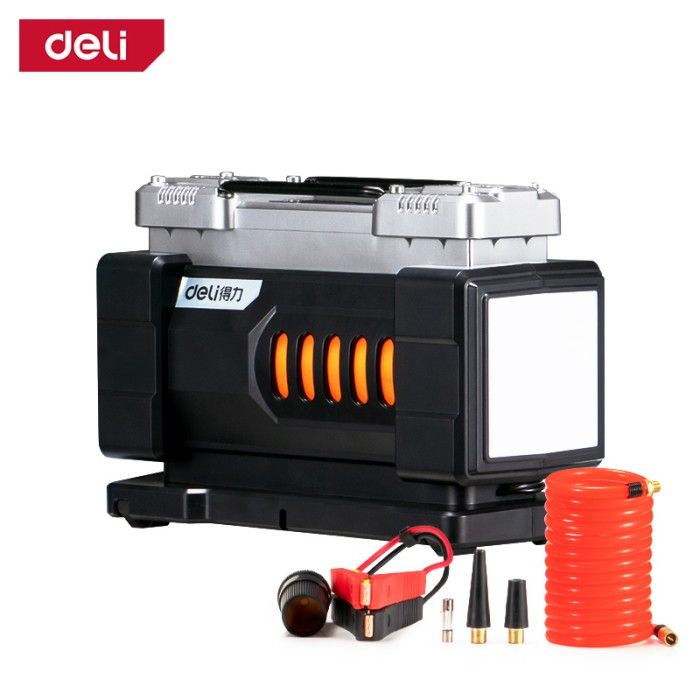 Deli Tools Pompa Angin Elektrik Air Compressor Pump Double Cylinder ...