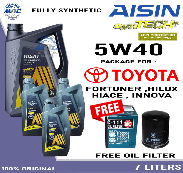 AISIN Fully Synthetic 5W-30 7 LITERS OIL PACKAGE FOR TOYOTA DIESEL ...