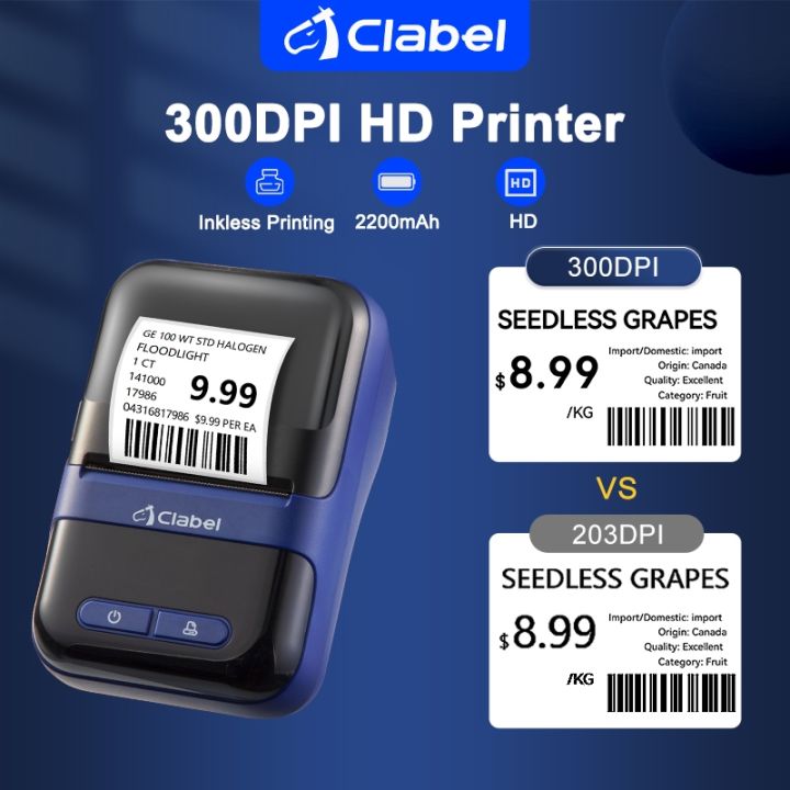 CLABEL 230B 300DPI HD Label Sticker Printer Inkless Portable Bluetooth ...