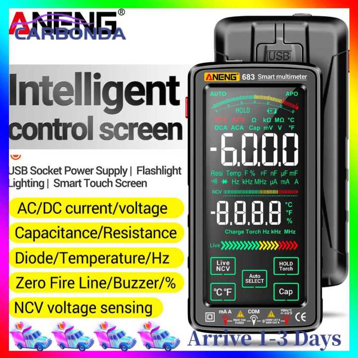 ANENG Smart Digital Multimeter Touch Screen Electrical Capacitance Meter 6000 Counts ...