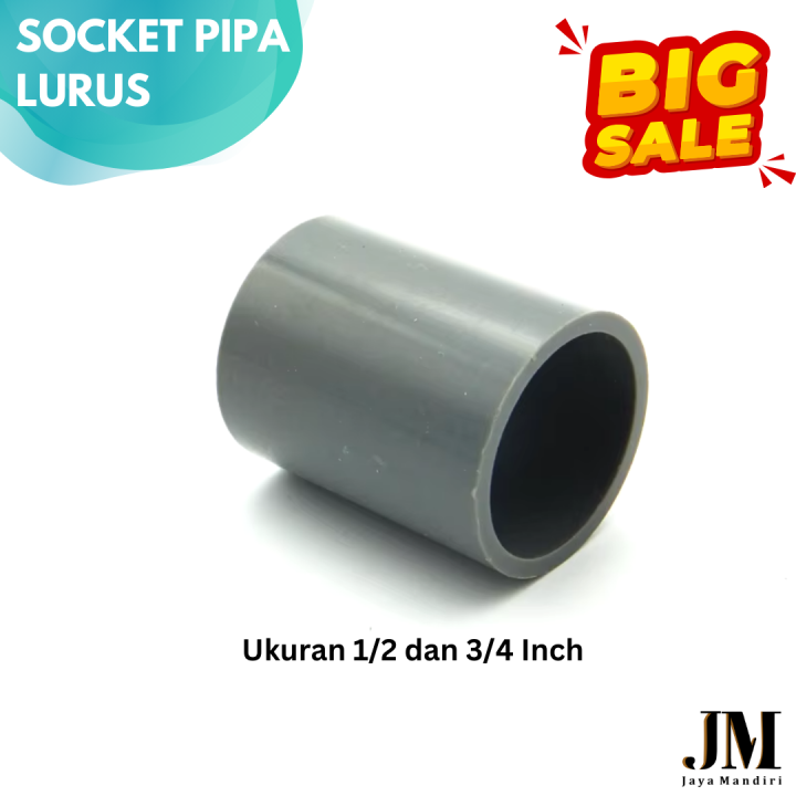 Sok Pipa PVC Lurus Ukuran 1/2 dan 3/4 Inch Sambungan Pipa 1702 1704 ...