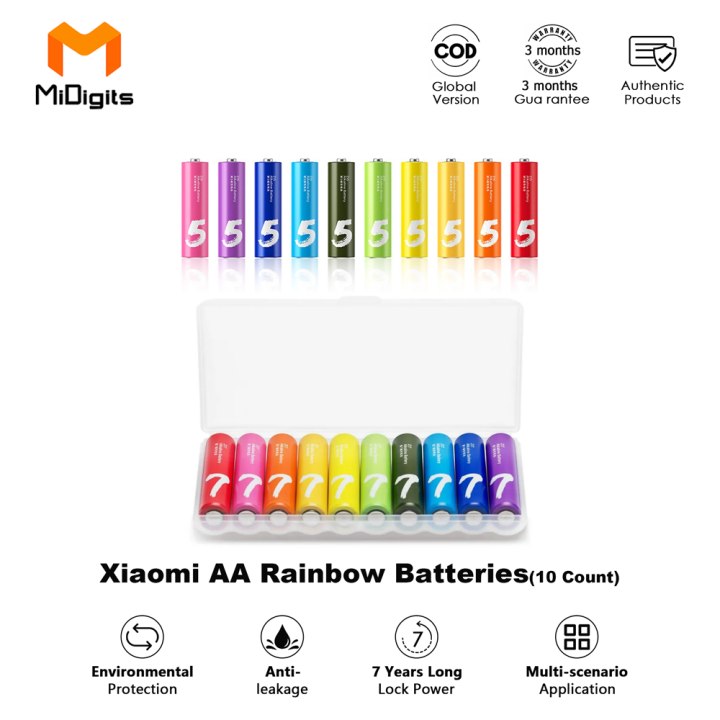 Xiaomi AA & AAA Rainbow Batteries (10 Count) /Set | Lazada PH