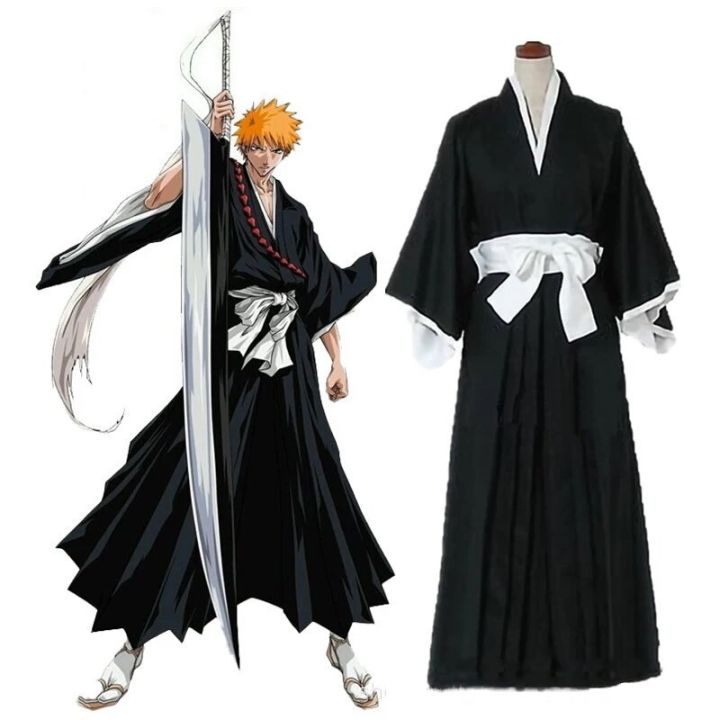 Bleach Kuchiki Rukia Cosplay Costumes Kurosaki Ichigo Die Pa Soul Society Shinigami Kimono Full ...