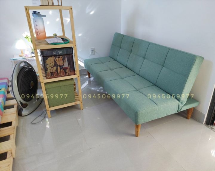 Ghế sofa bed dài 1m5 màu xanh ngọc vải bố | Lazada.vn