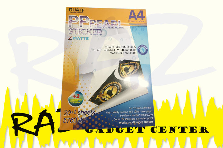 QUAFF PP Pearl Sticker A4 Size Glossy / Matte 20 sheets | Lazada PH