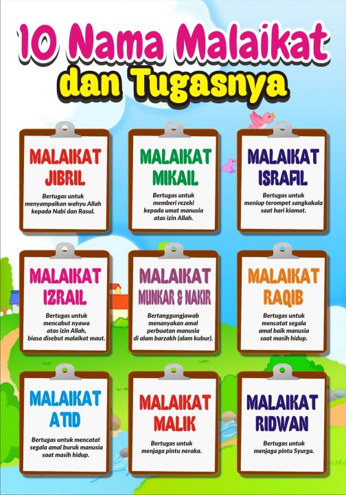Banner 10 nama nama Malaikat dan Tugasnya ukuran 70 x 100 cm bisa pakai ...